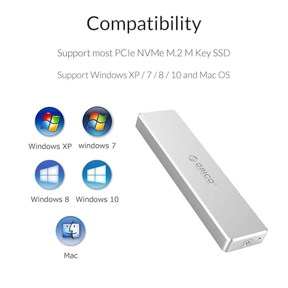 ORICO Mini M.2 NVME SSD Enclosure Clip Type Aluminum NVME External Hard ...