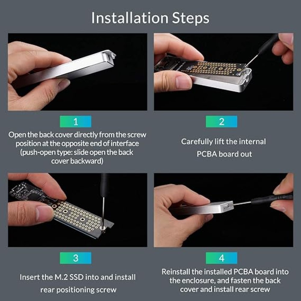 ORICO Mini M.2 NVME SSD Enclosure Clip Type Aluminum NVME External Hard ...