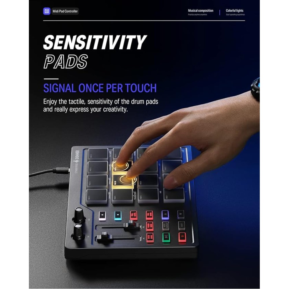 Donner MIDI Pad Controller Keyboard USB Type-C, Professional Drum Pad ...