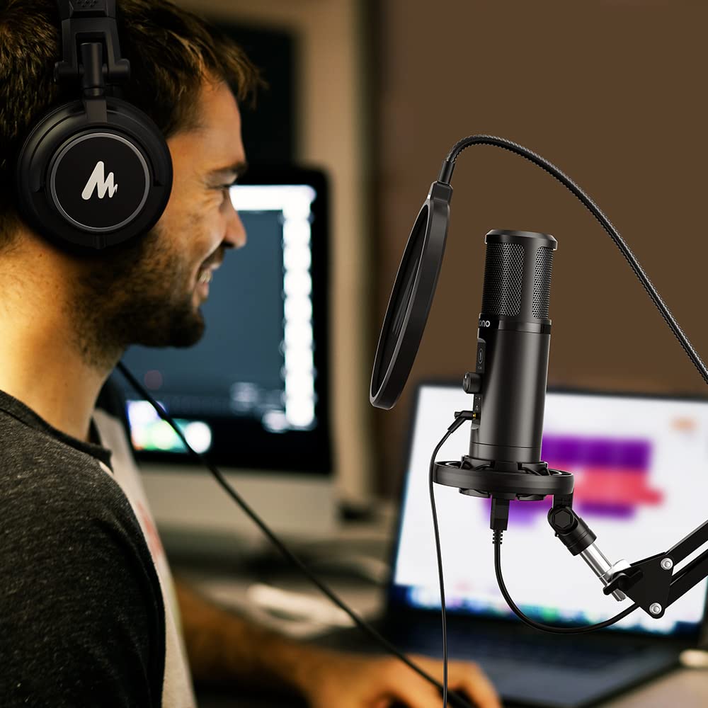MAONO Au-Pm422 Podcast USB Microphone With Zero Latency Monitoring ...